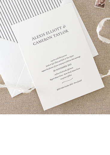 Alexis | Modern, minimal wedding invitation design by Deciduous Press
